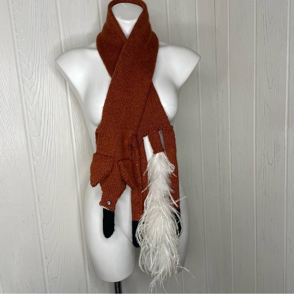 Homemade | Accessories | Handmade Fox Scarf Knit Rust Orange Feather ...